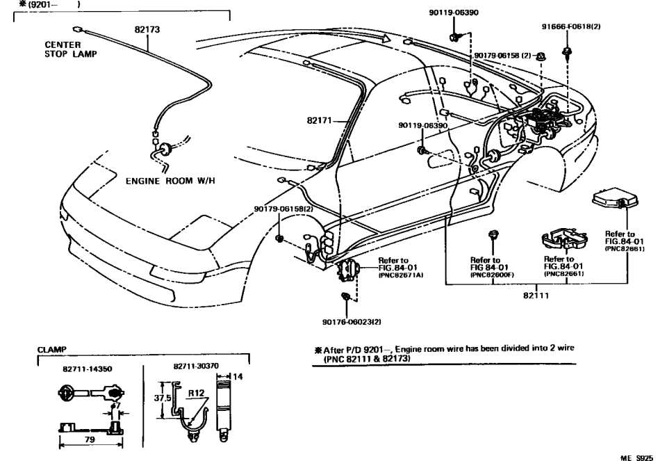 82711-30370 Genuine Toyota Clamp, Wiring HARNES