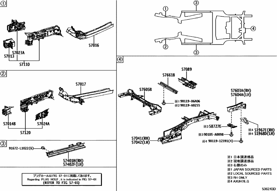 57401-0E080 Genuine Toyota Member Sub-Assembly, FLO
