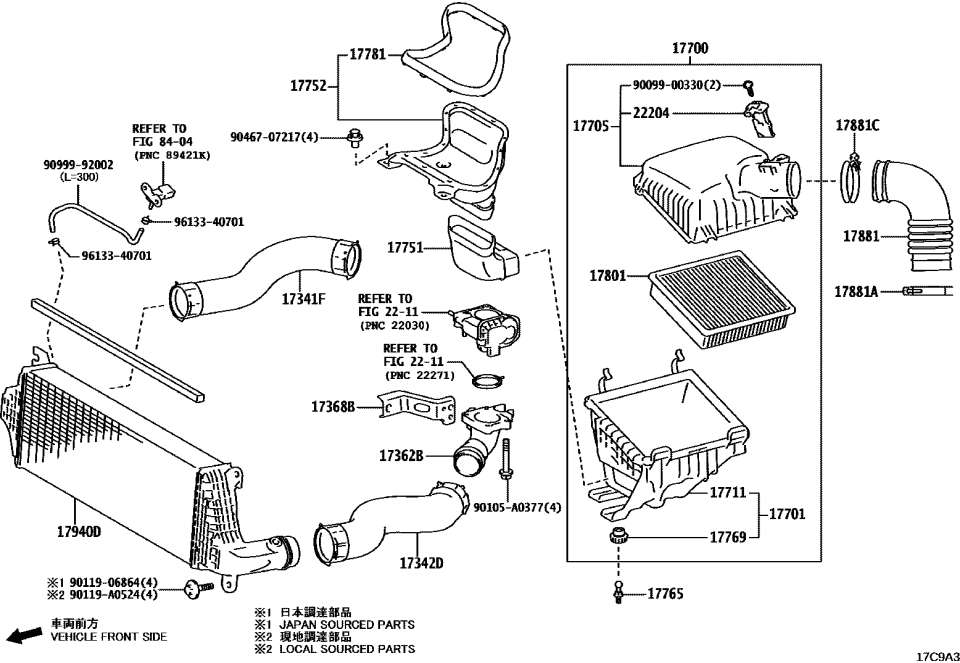 17341-AK010 Genuine Toyota HOSE, AIR, NO.1