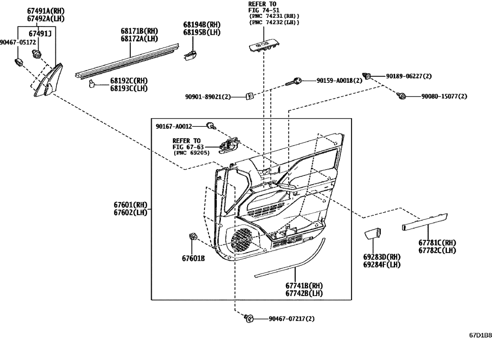 67610-AK010-C3 Genuine Toyota PANEL ASSY, DOOR TRI