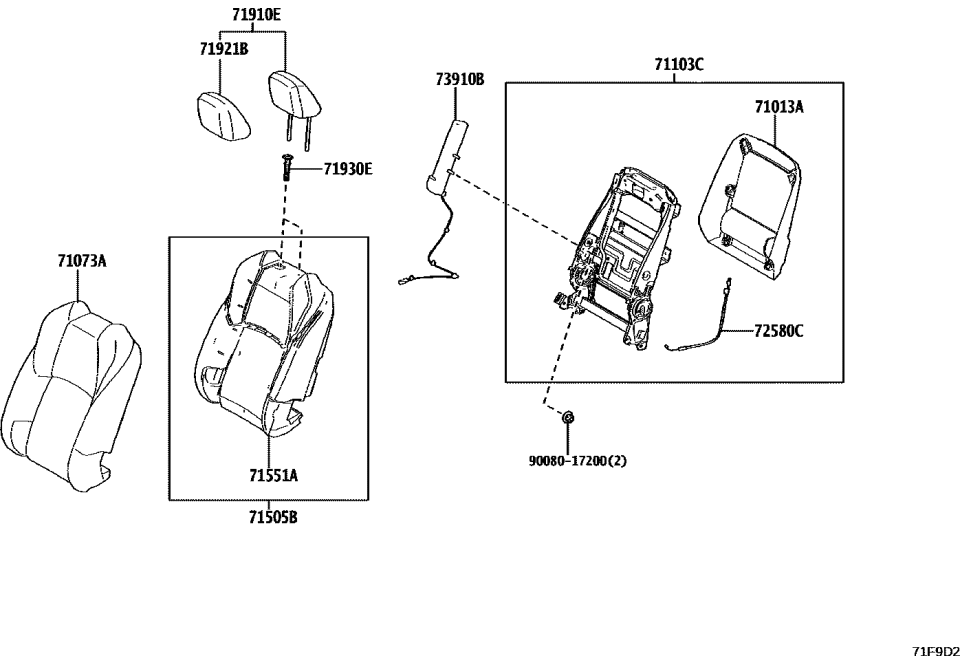 71073-AK030-B3 Genuine Toyota COVER SUB-ASSY, FR S