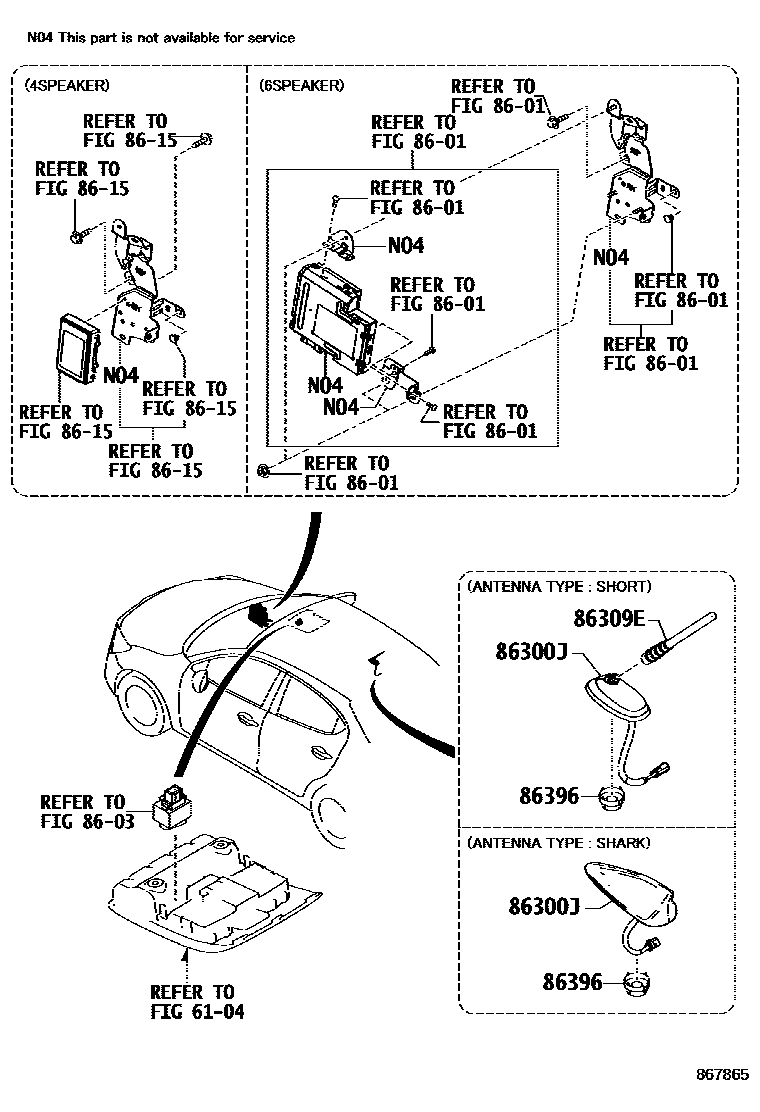 86309-WB001 Genuine Toyota Pole Sub-Assembly, Roof