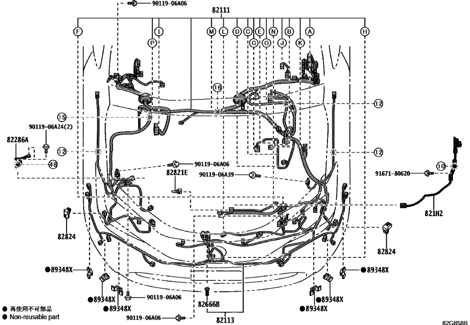 82111-4EB90 Genuine Toyota WIRE, ENGINE ROOM MA